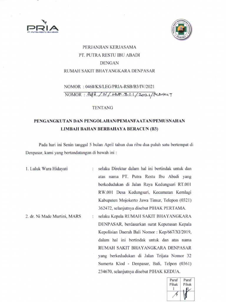 MoU PT PRIA 2021-2022 | PDF