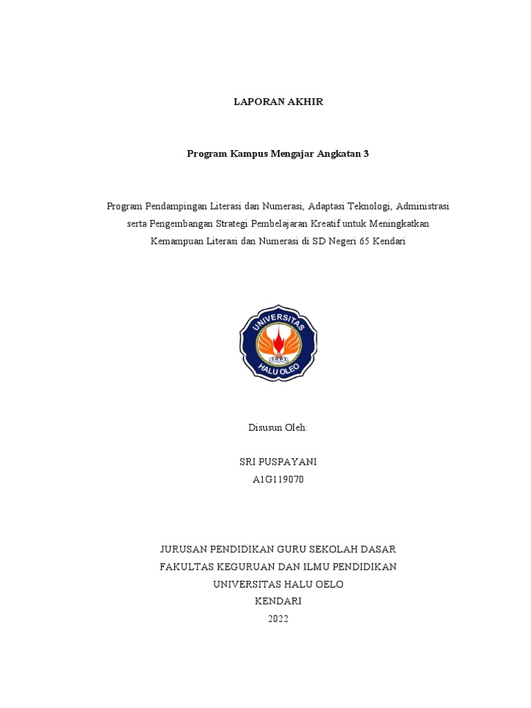 Format Laporan Akhir Mahasiswa Kampus Mengajar | PDF