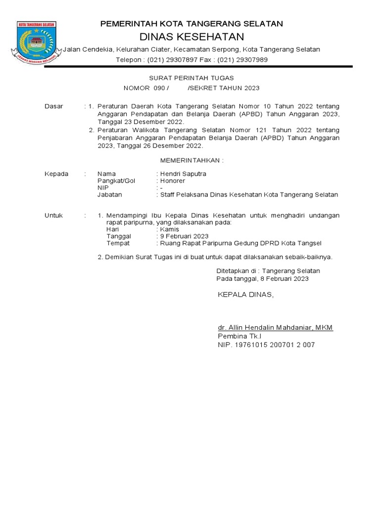 SURAT TUGAS 2023 | PDF