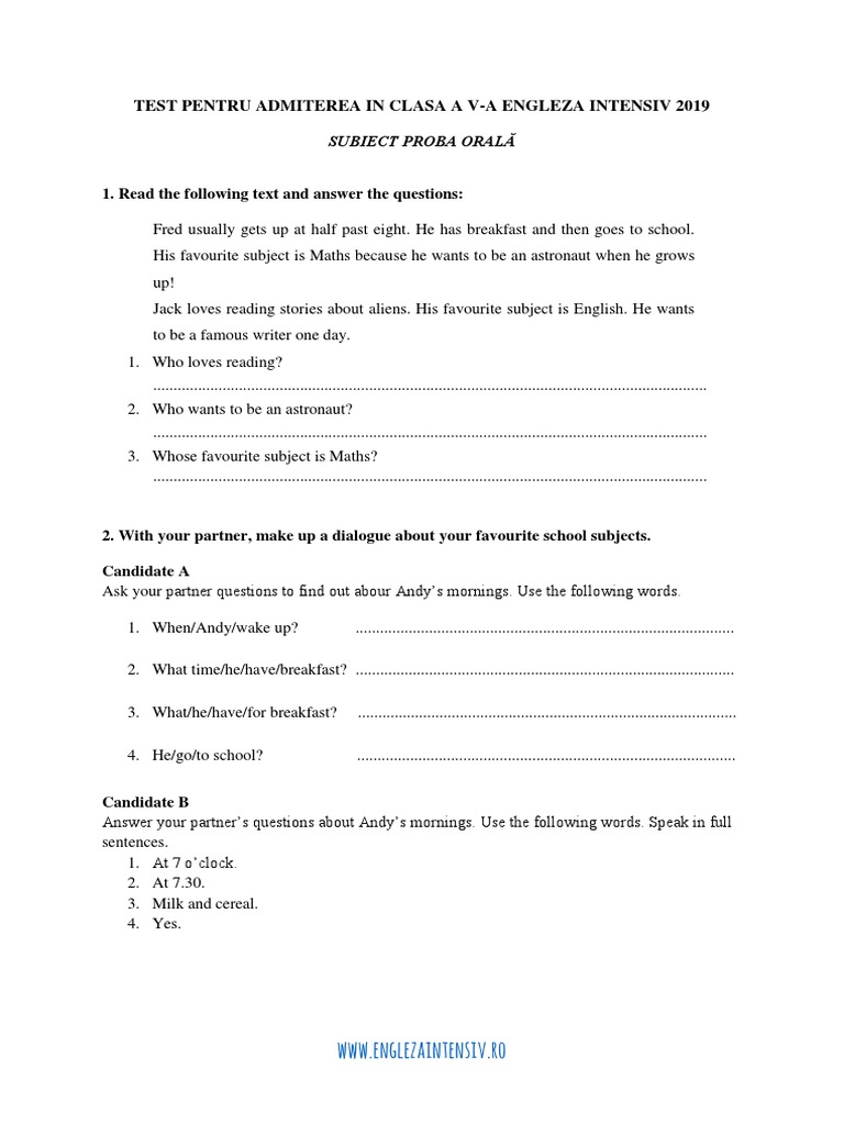 2019 SUBIECT EXAMEN ORAL 2 Kaqst9ir | PDF