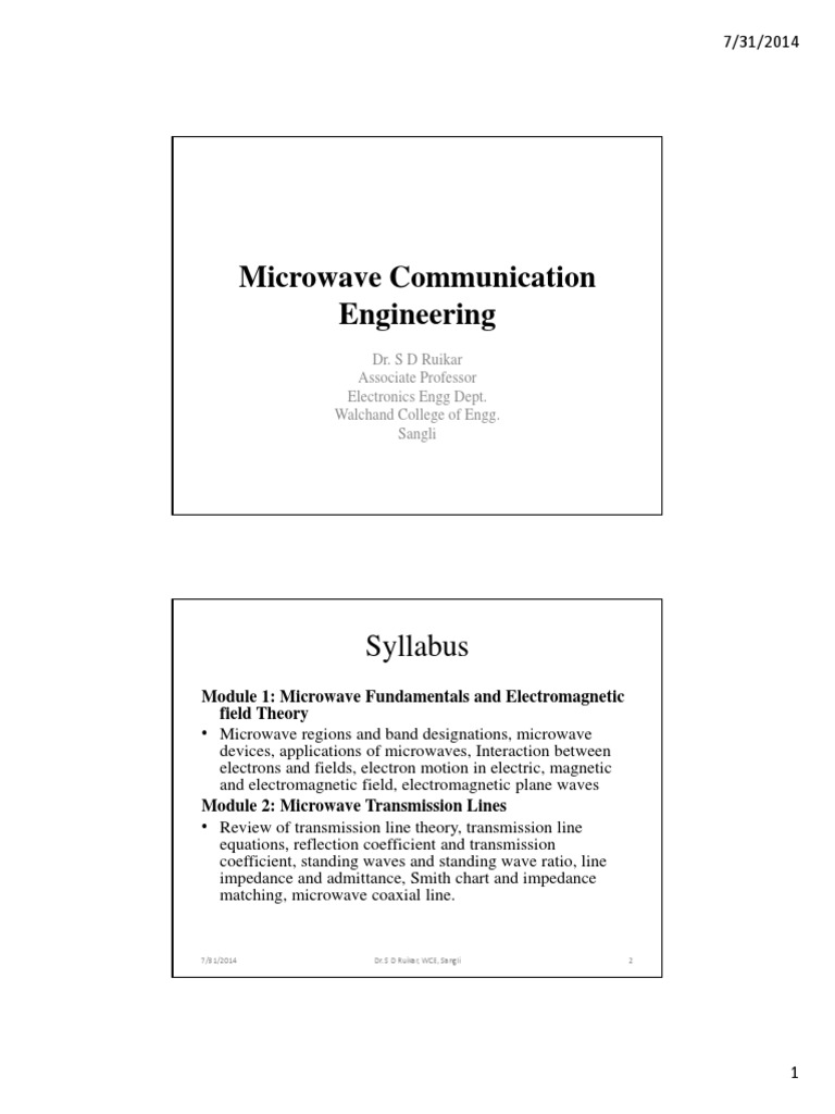 Module 1 Microwave Fundamentals and Electromagnetic Field Theory | PDF ...