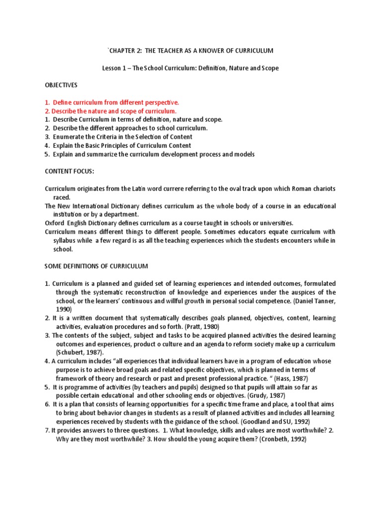 Defining Curriculum: Traditional Views Value Academic Disciplines While ...