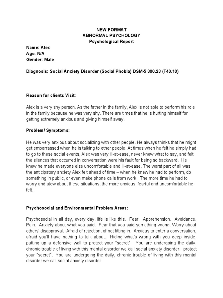 Case Study | PDF | Anxiety Disorder | Social Anxiety Disorder