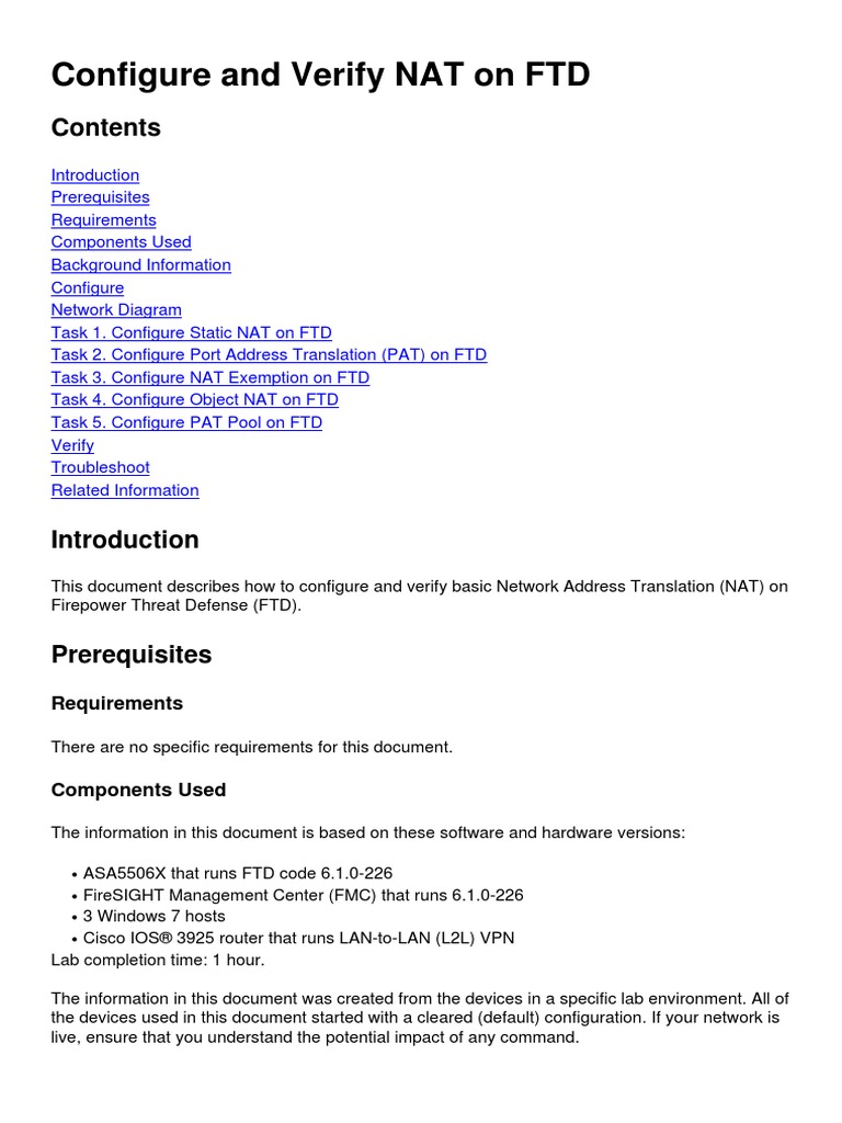 Configure and Verify NAT On FTD | PDF | Internet Protocols | Data ...