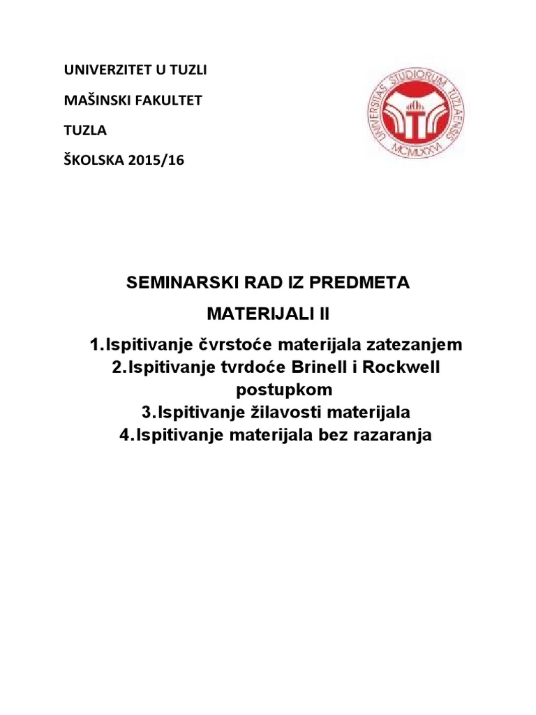 Seminarski, Materijali 2 | PDF