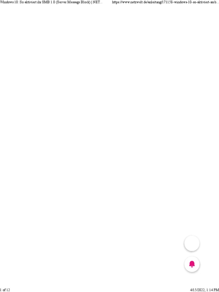 Windows 10 So Aktiviert Ihr SMB 1.0 (Server Message Block) | PDF