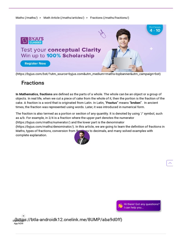 Fractions - Definition, Types, Properties and Examples | PDF | Numbers ...