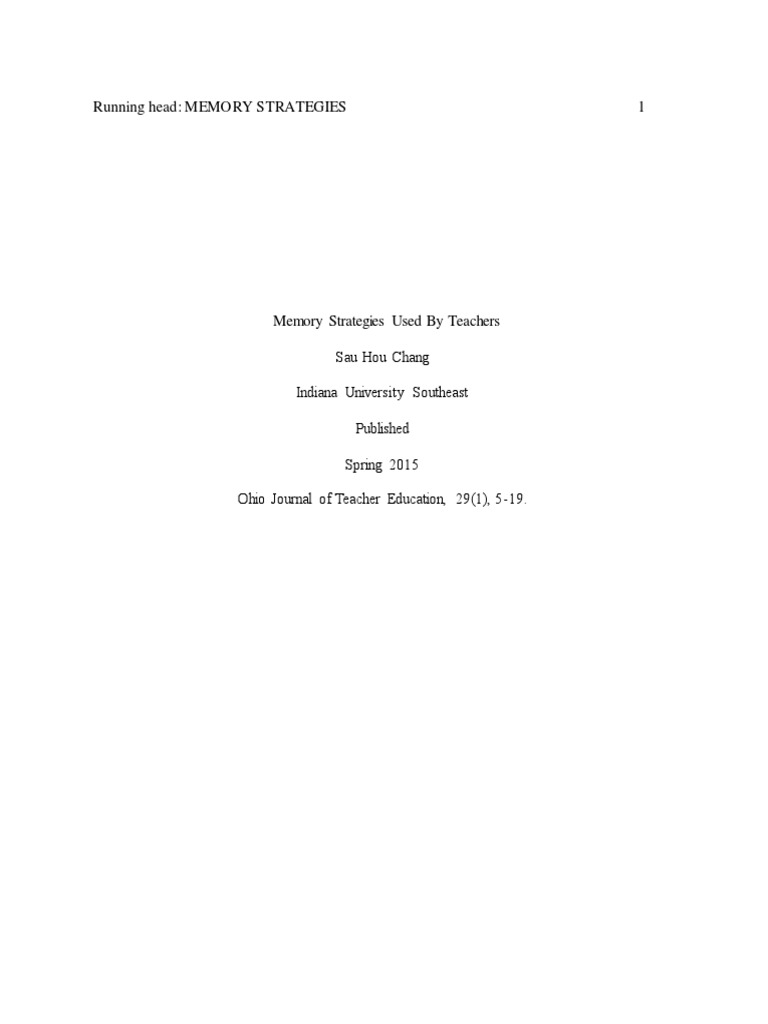 Memory Strategies | PDF | Memory | Teachers