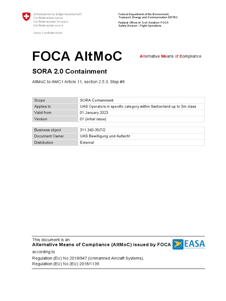 UAS-AltMoC-001-SORA-Containment-Risk Assessment | PDF | Unmanned Aerial ...