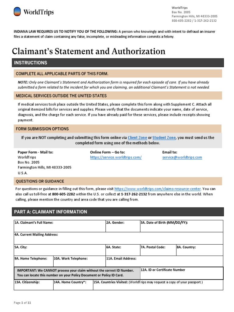 Hccmis - Claimants - Statement Formulario | PDF | Service Industries