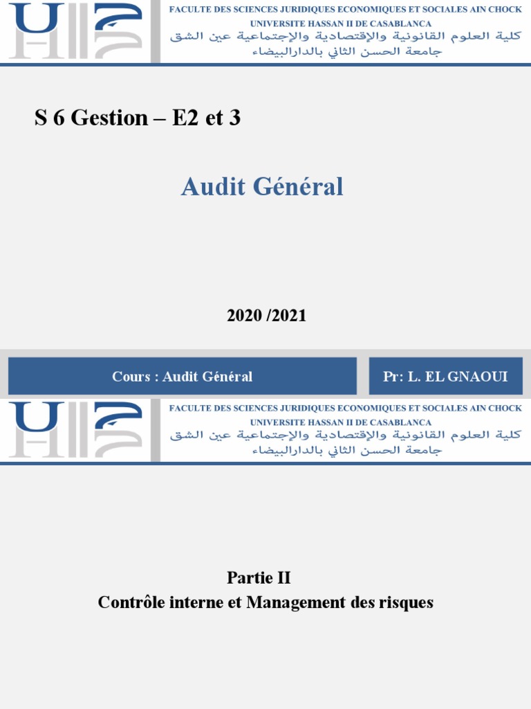 Séance 8 S6 G. E 2 Et 3 - Audit Général 20 - 21. Management Des Risques | PDF | Audit | Risque