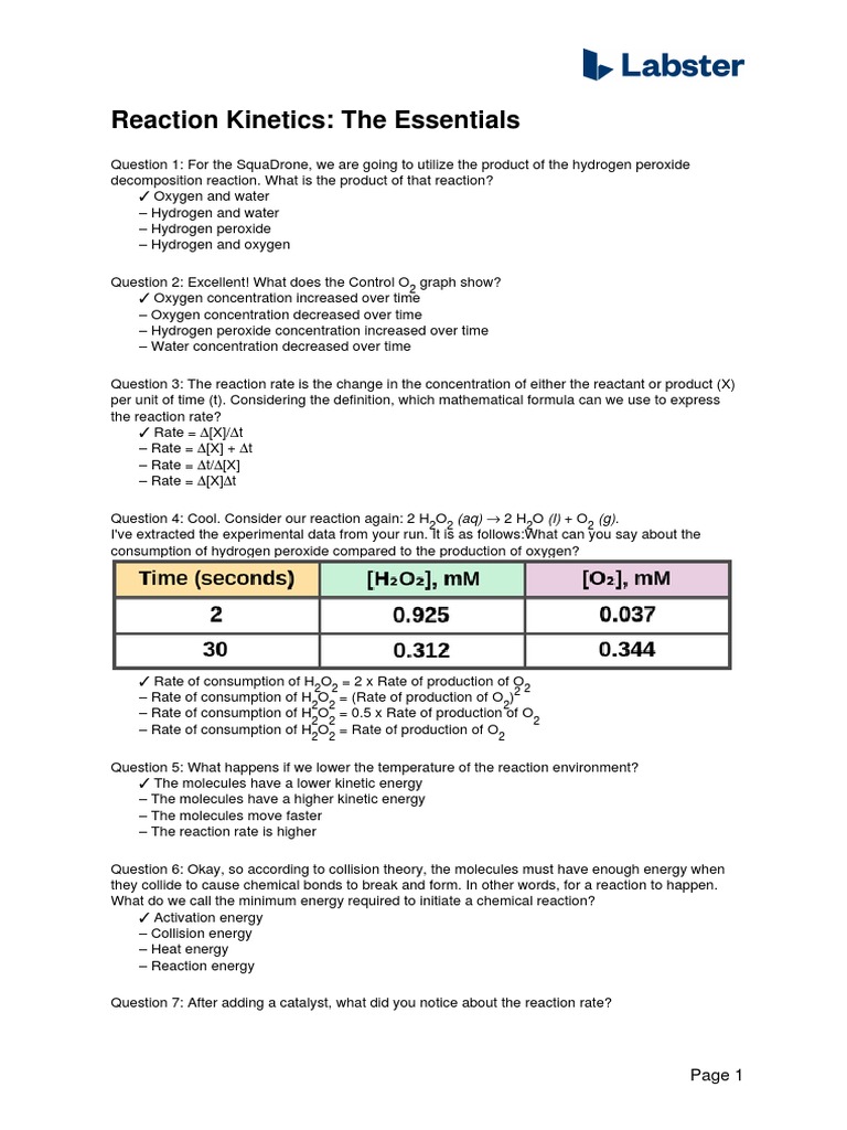 Questions Reaction Kinetics The Essentials | PDF | Reaction Rate ...