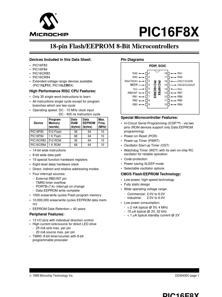 PIC16F84X | PDF | Microcontroller | Instruction Set