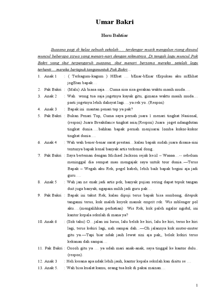 Naskah Teater Umar Bakri | PDF