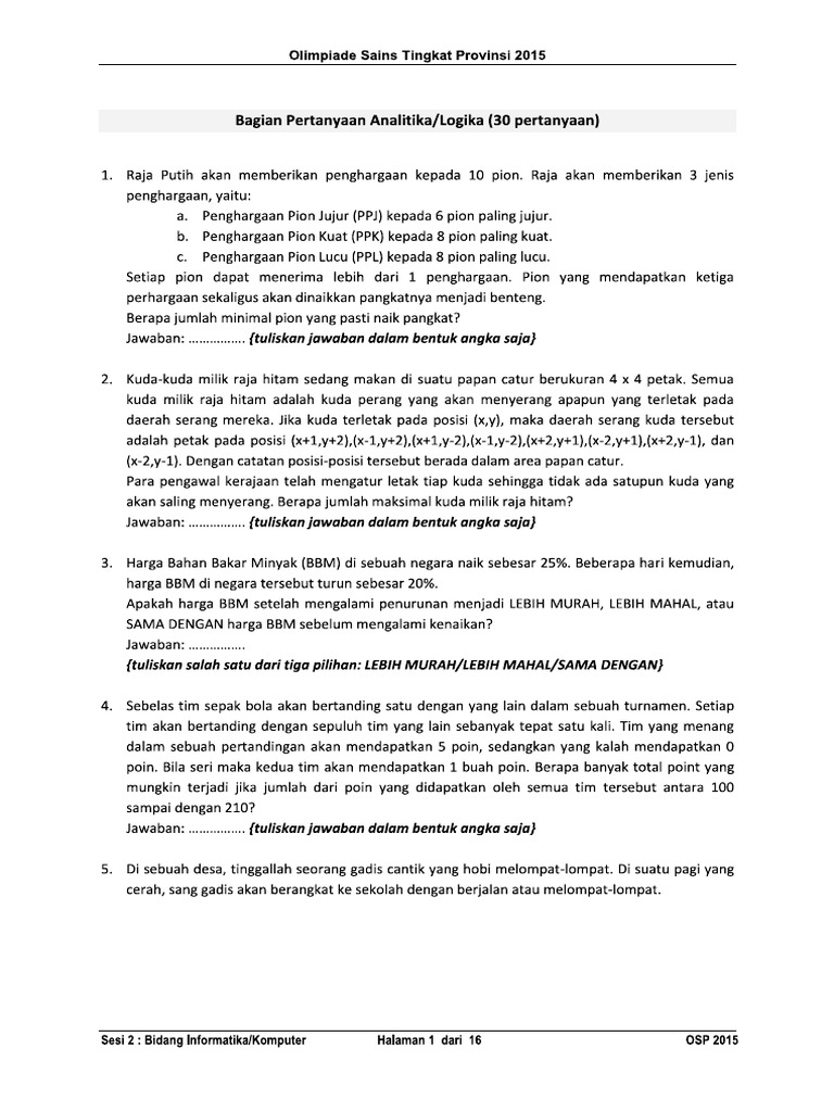 OSP Informatika 2015 | PDF