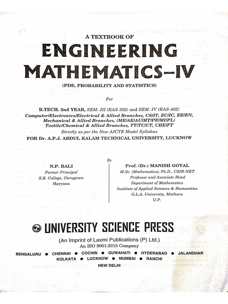 Engineering Mathematics Sem 3, 4 NP Bali | PDF
