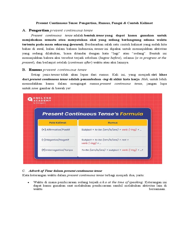 Present Continuous Tense Kelas 8 | PDF