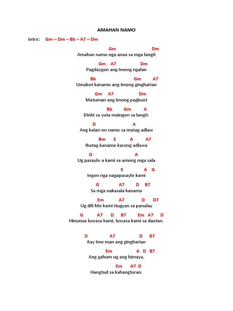 Amahan Namo Chords | PDF