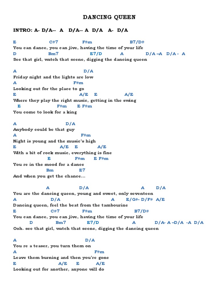 Dancing Queen Chords | PDF