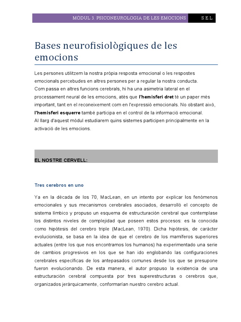 Bases Neuròfisiológiques de Les Emocions | PDF