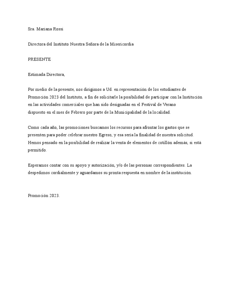 Carta Promoción 2023 | PDF