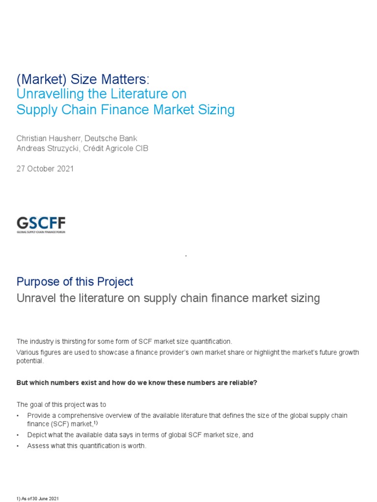 GSCFF Sizing The SCF Market | PDF | Supply Chain | Methodology