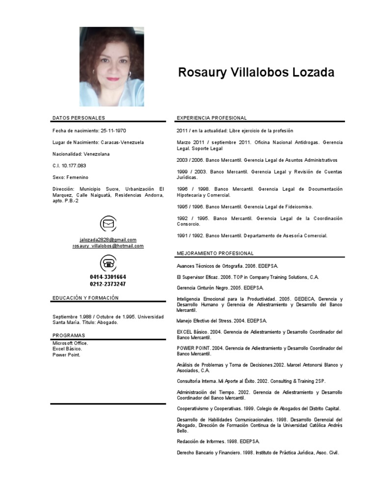 Curriculum Rosaury Villalobos | PDF