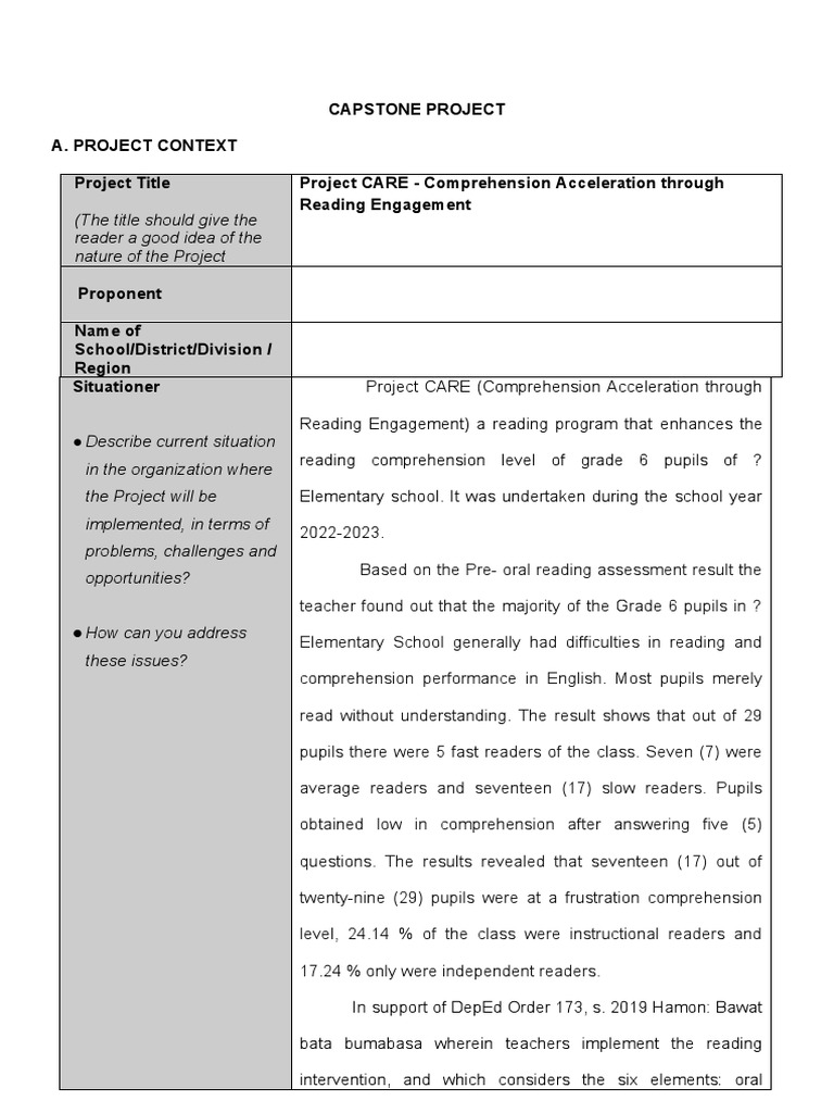 Capstone | PDF | Reading Comprehension | Education Theory
