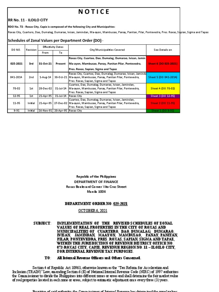 RDO No. 72 - Roxas City, Capiz | PDF