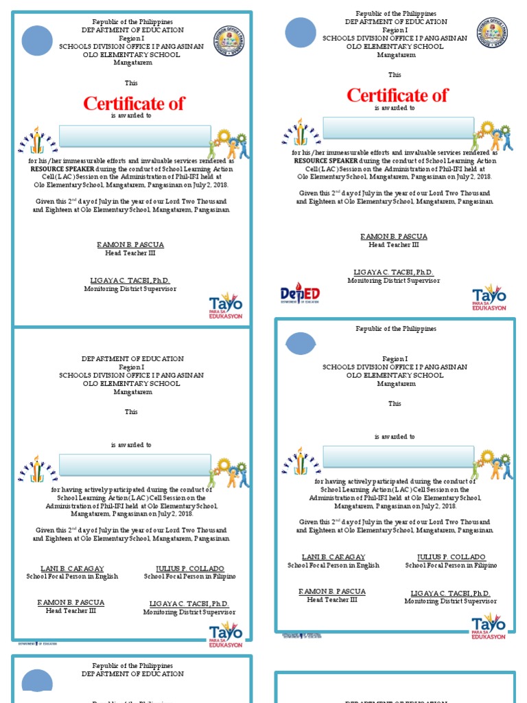 Inset Certificate 2017 | PDF | Philippines | Government