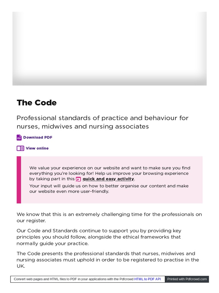 WWW NMC Org Uk Standards Code | PDF | Nursing | World Wide Web