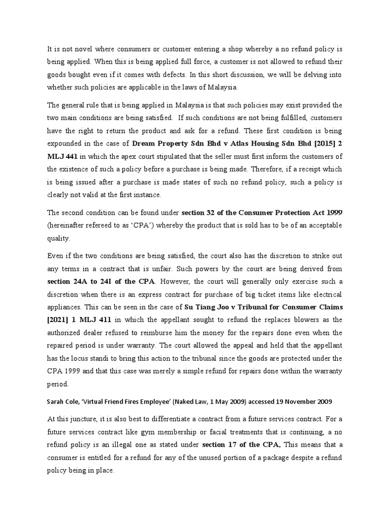 No Refund Policy | PDF | Business Law | Justice