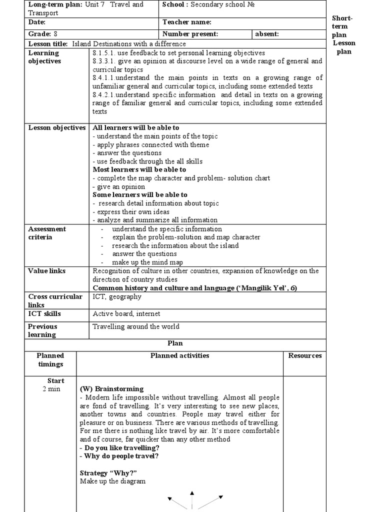 Unique Island Destinations for Grade 8 | PDF | Educational Technology ...