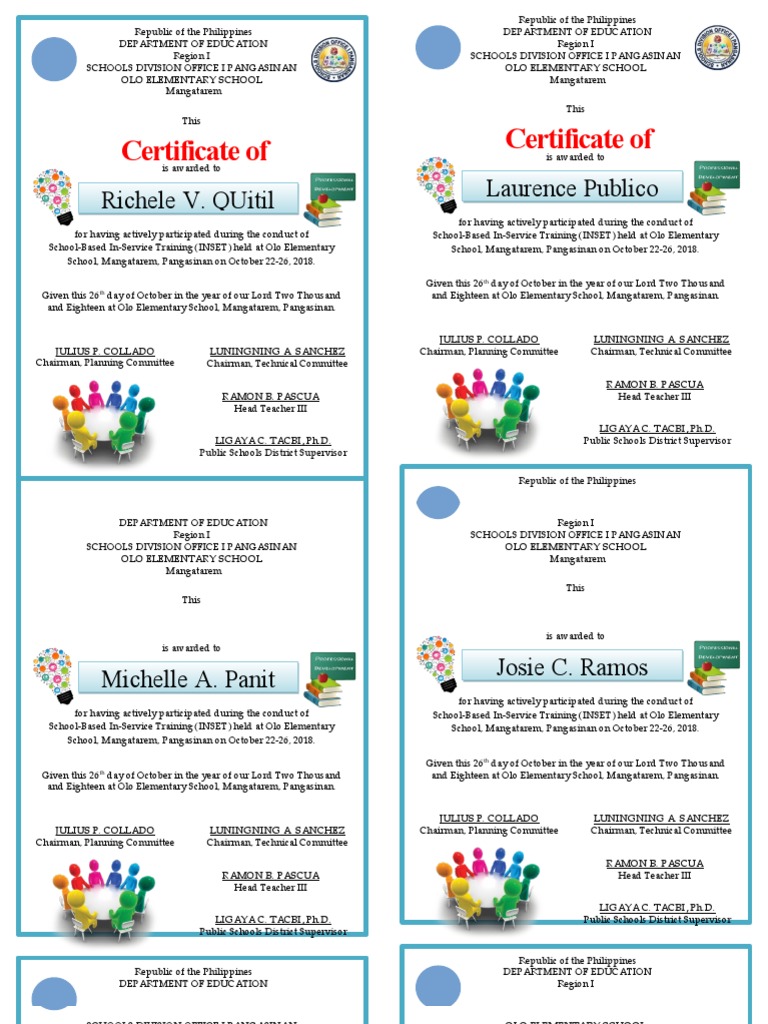 Inset Certificate 2018 | PDF | Academic Degree | Government