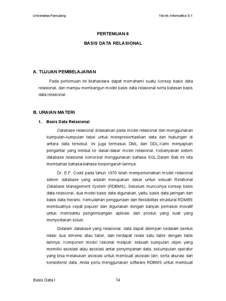 Tpl0302 06 Basis Data Relasional | PDF