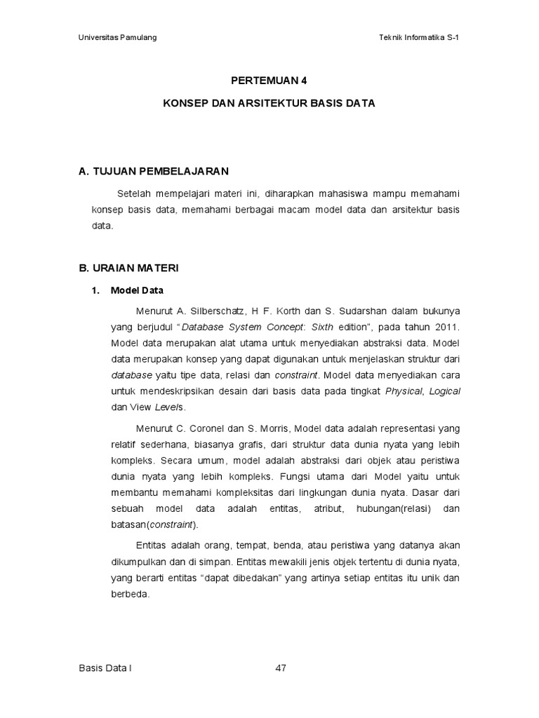 Tpl0302 - 04 - Konsep Dan Arsitektur Basis Data | PDF