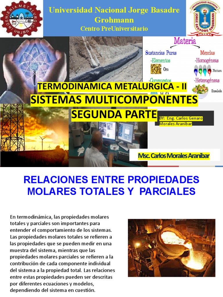 Relaciones entre propiedades molares totales y parciales en sistemas ...