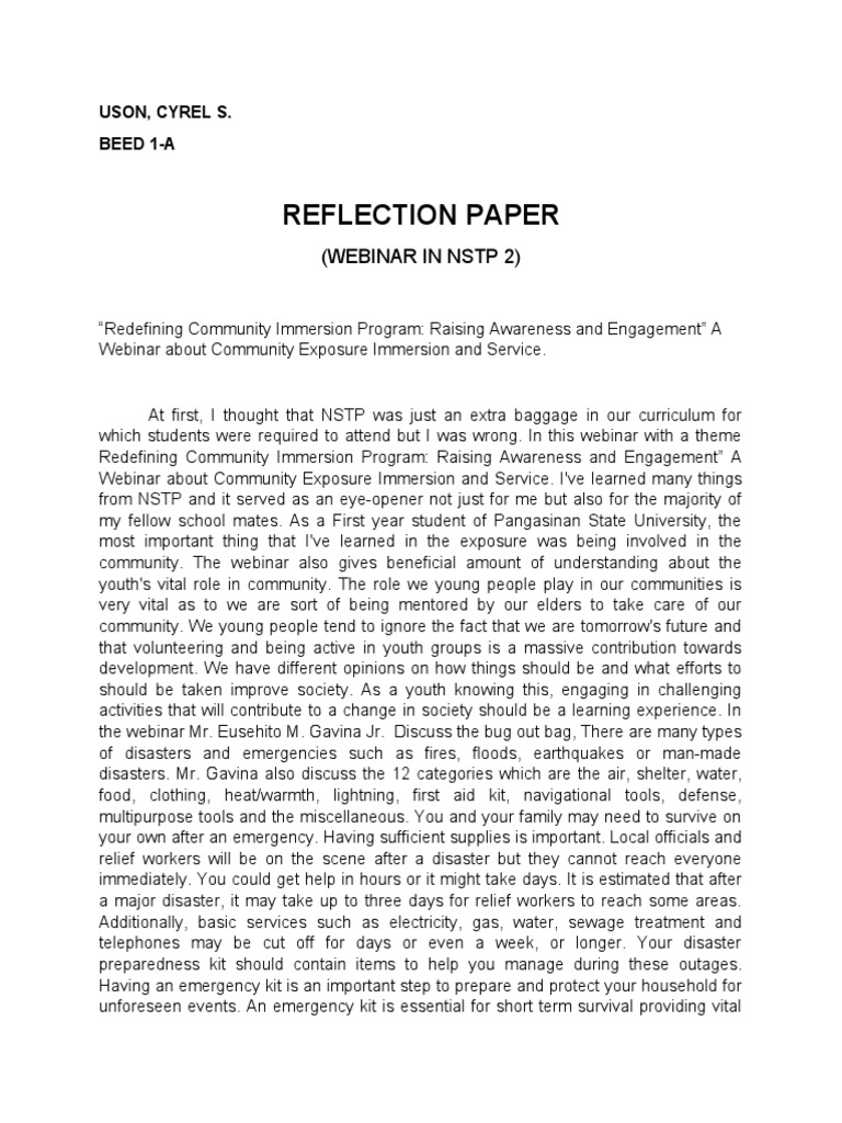 Reflection Paper | PDF | Cognition