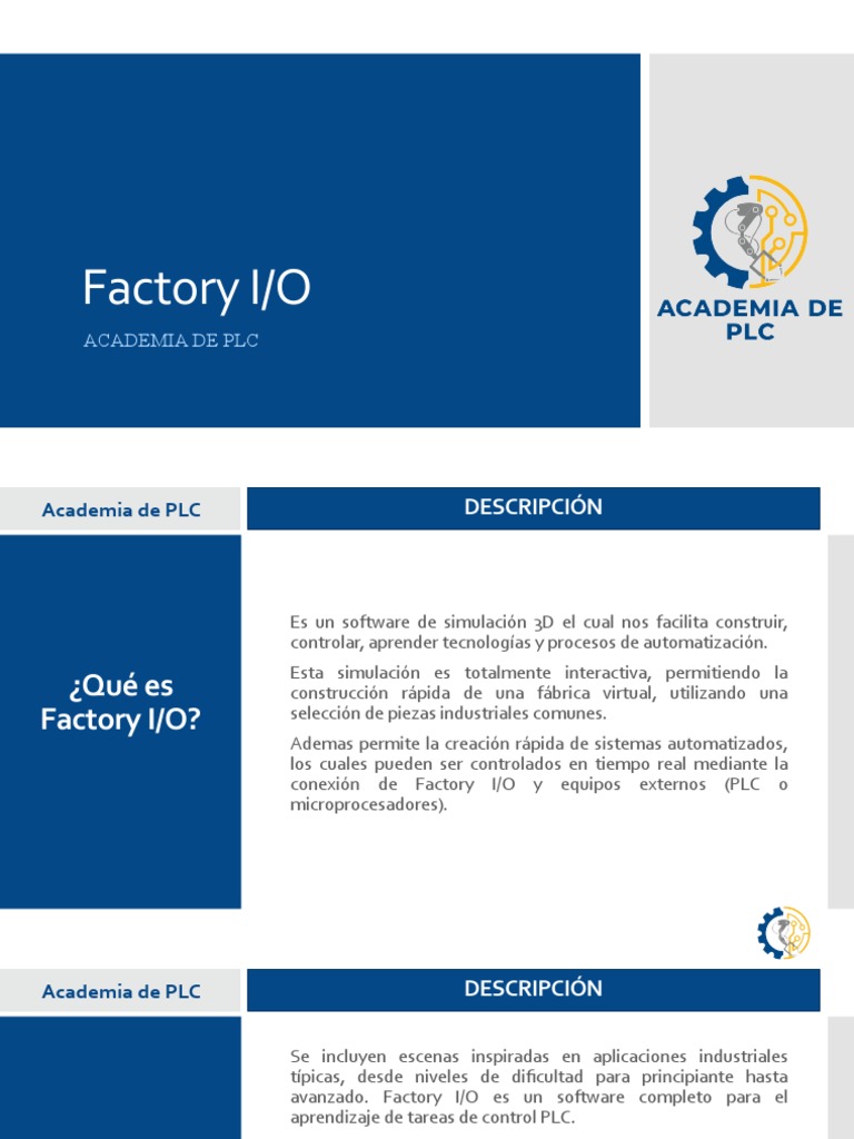 Factory IO | PDF | Controlador lógico programable | De entrada y salida