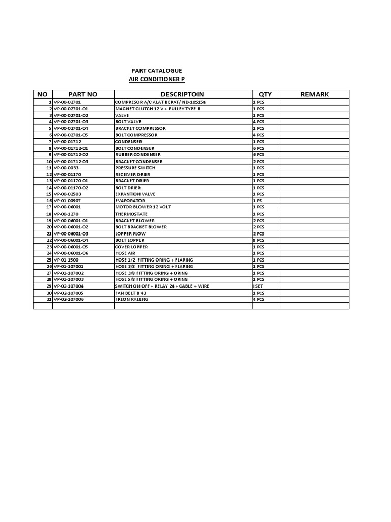 Part Book Ac Cabin Vator d85 | PDF