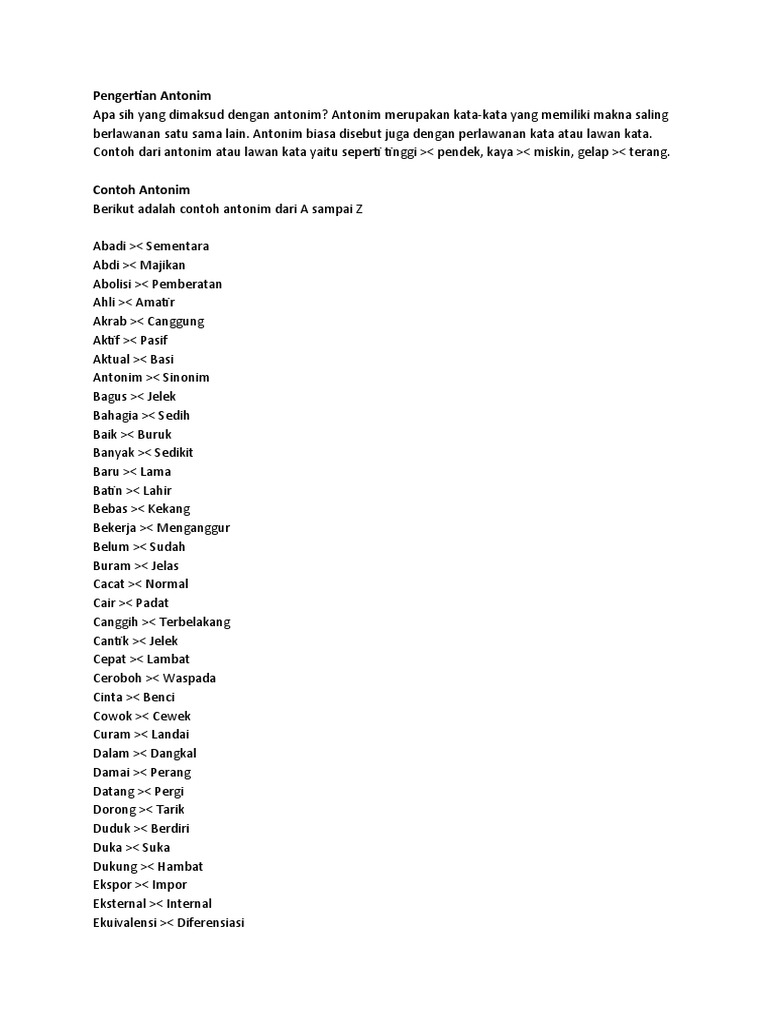 Pengertian Antonim | PDF