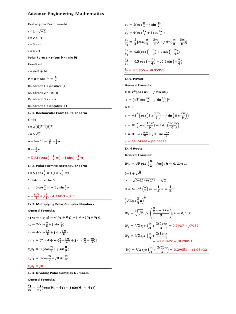 AdvMath Up To Complex Equations | PDF | Complex Number | Abstract Algebra