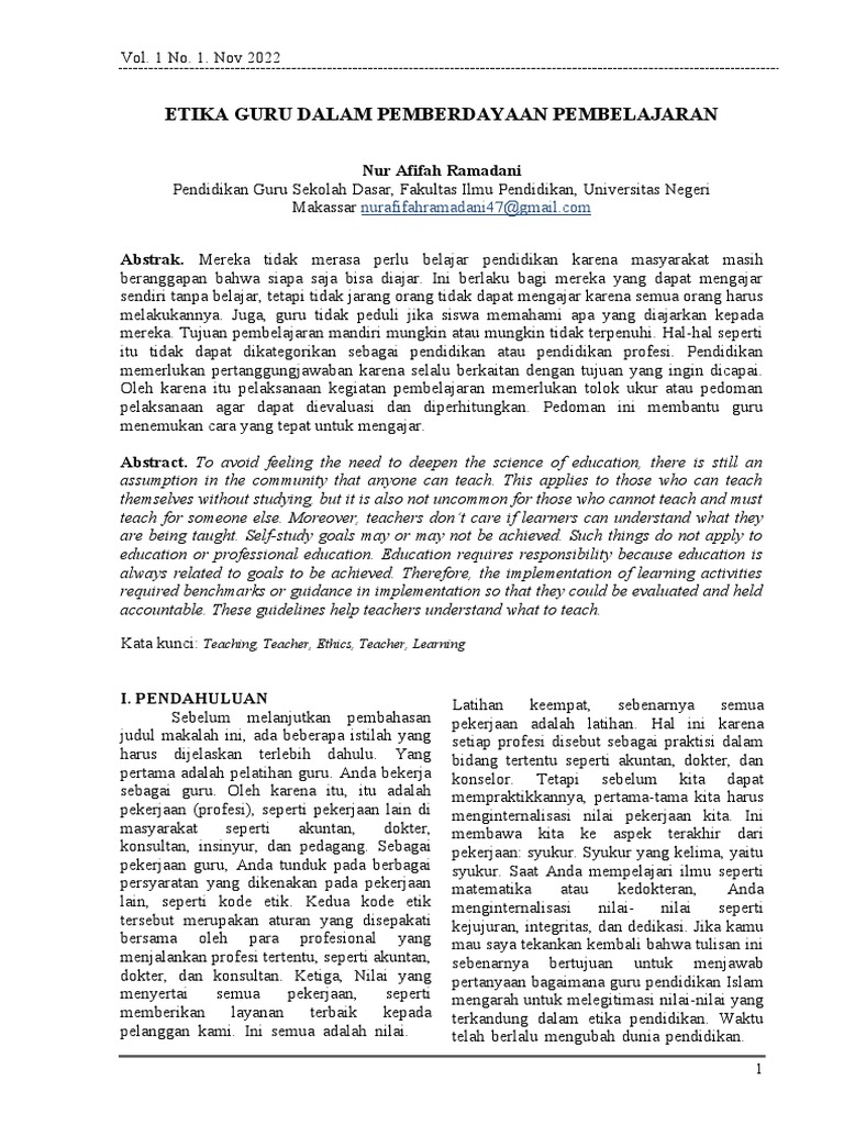 Etika Guru: Pemberdayaan Pembelajaran | PDF