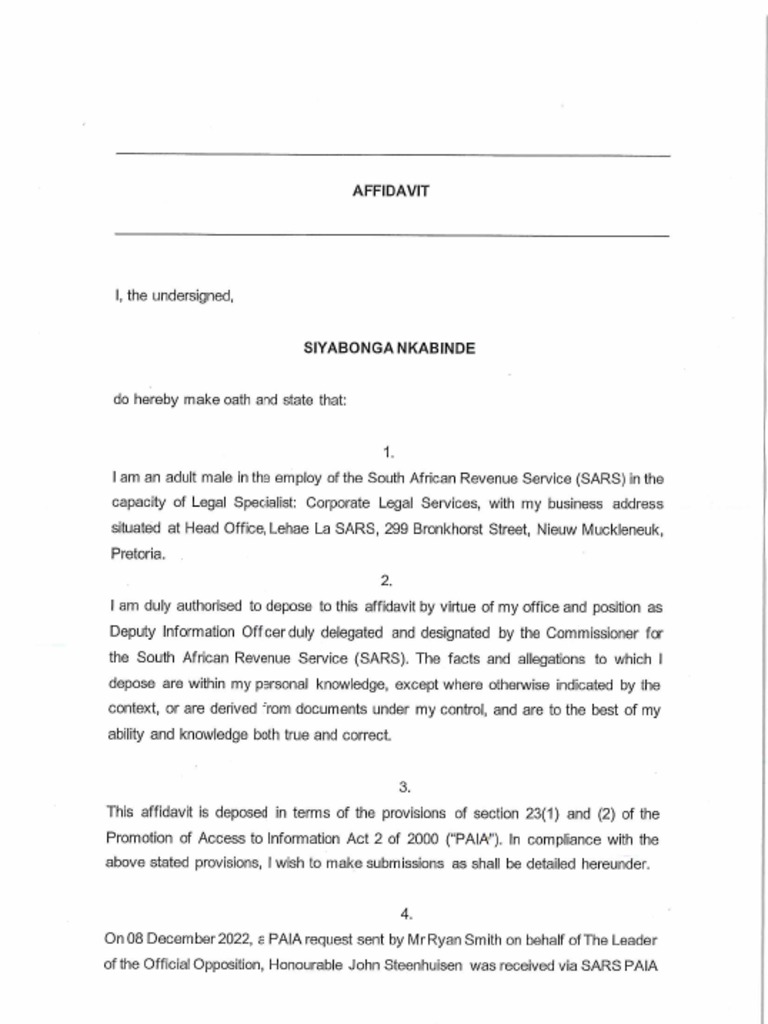 Section 23 Affidavit - Hon John Steenhuisen - 05.03.2023 | PDF Section 23 Affidavit - Hon John Steenhuisen - 05.03.2023 | PDF