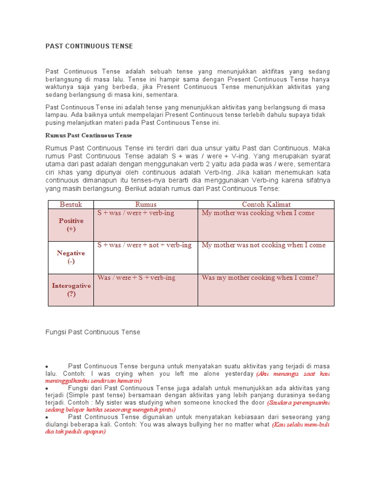 Materi Past Continuous Tense Ppt