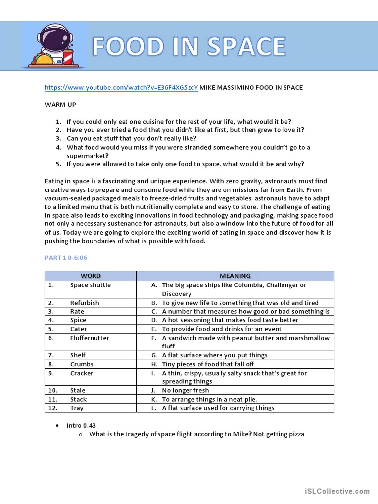 Food in Space | PDF | International Space Station | Astronauts