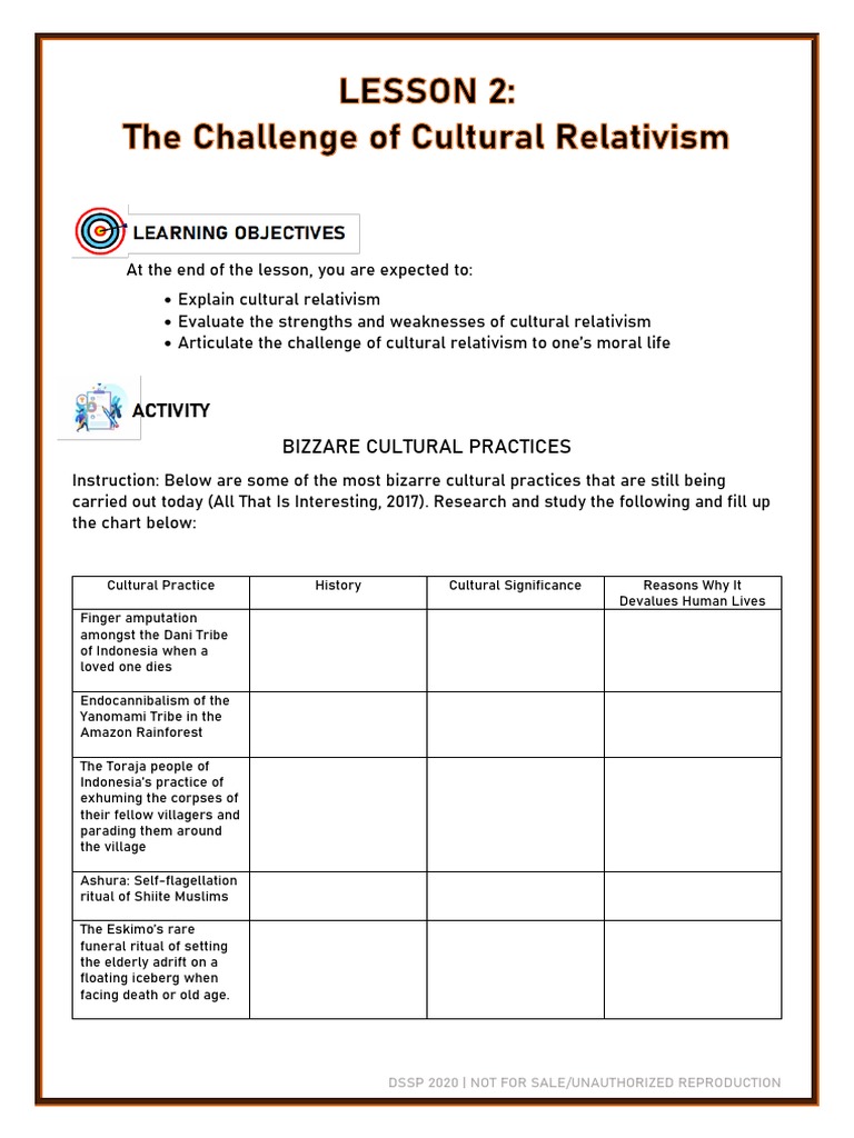 Lesson 2 The Challenge of Cultural Relativism | PDF | Relativism | Argument