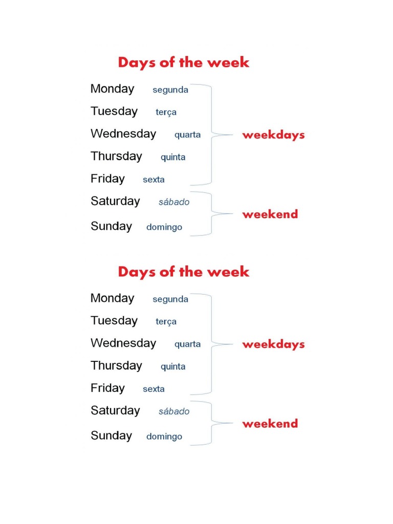 Days of The Week | PDF