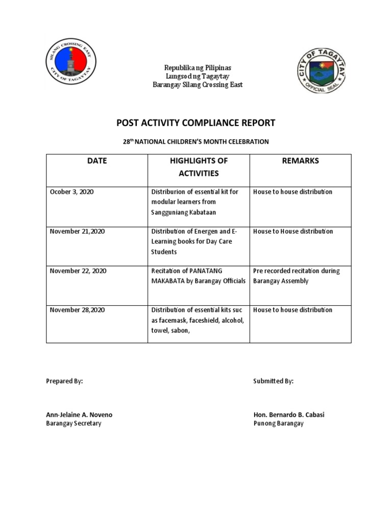 Childrens Month Activity Report | PDF