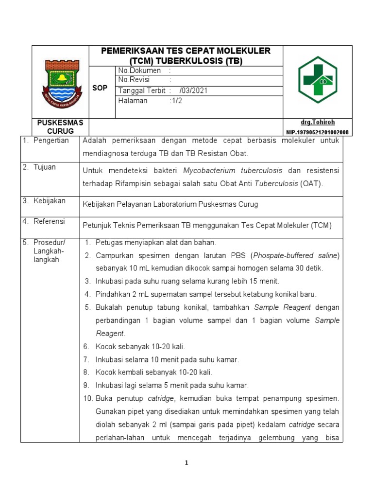 Prosedur TCM Diagnosa Tuberkulosis | PDF